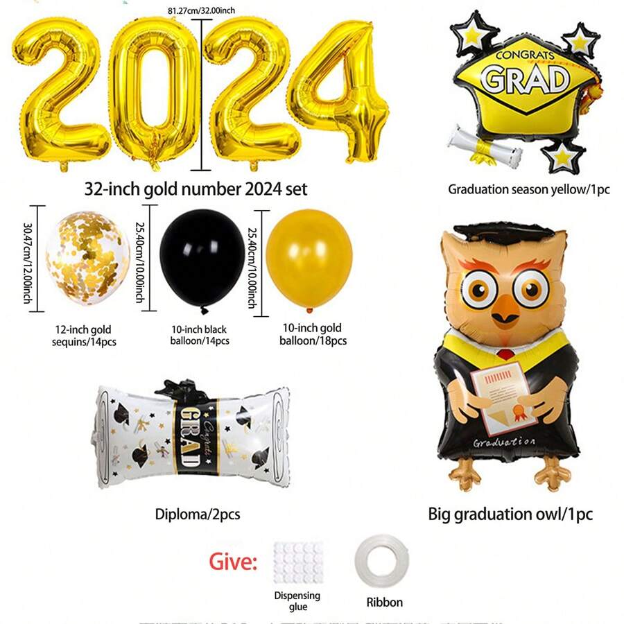 Graduation Balloon Set For 2024 Graduation Party Background Decoration
