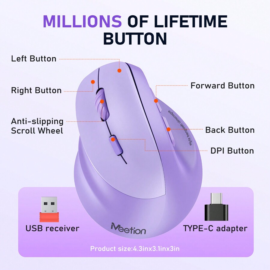 High-End Business Office Mouse, Purple Wireless Bluetooth Mouse ...