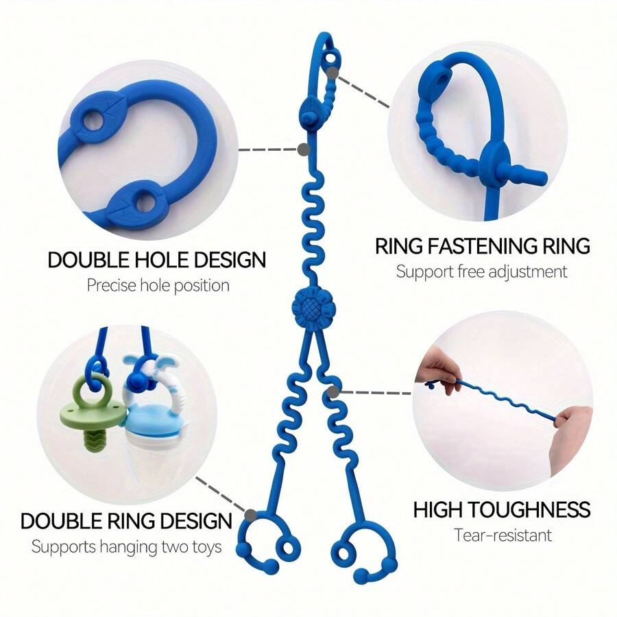 1pc Toy Flower Shaped Safety Rope, Two Pacifier Clips With Silicone ...