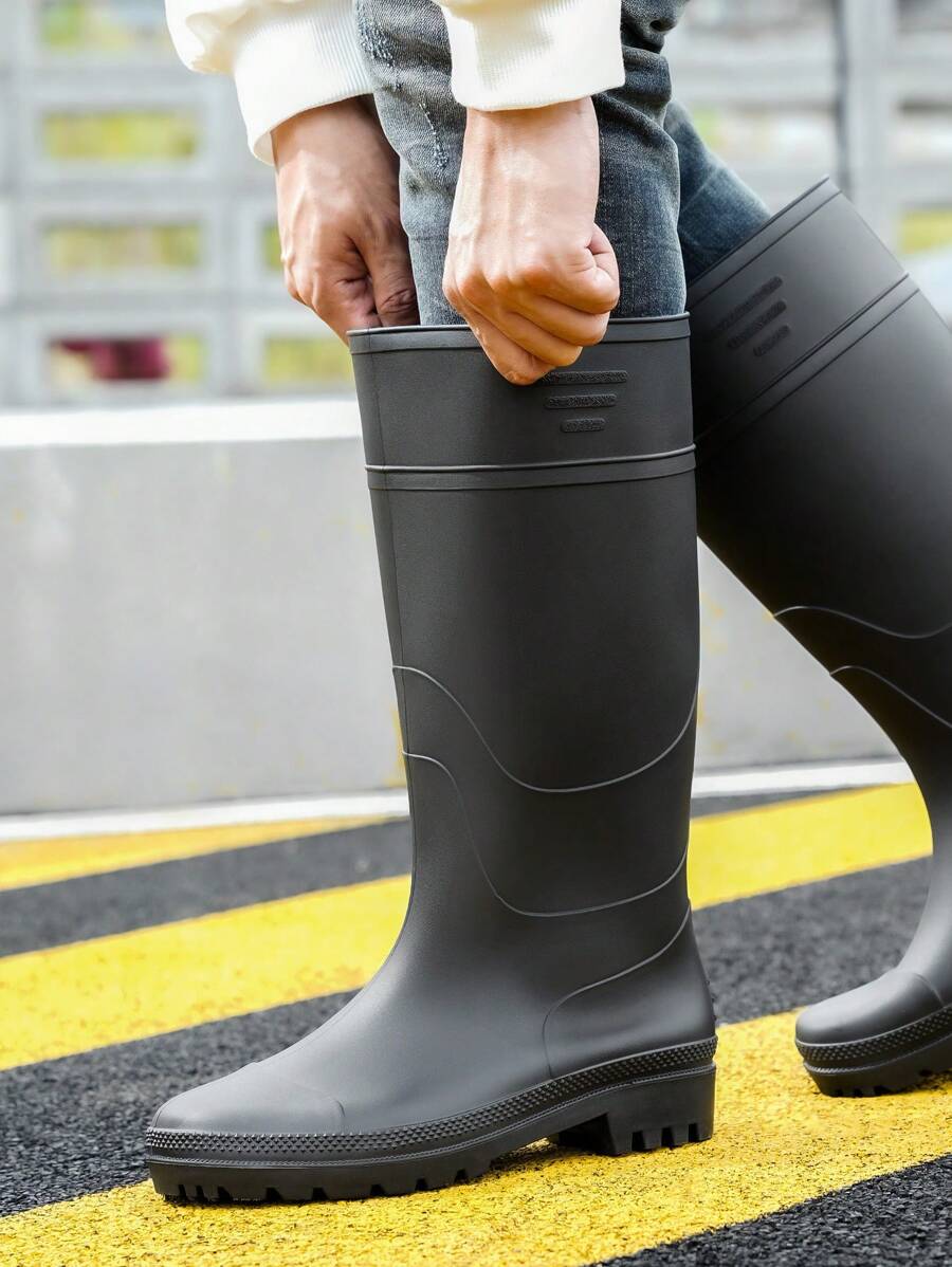 Men'S Rain Boots High-Top Safety Shoes Waterproof & Slip-Resistant Rubber Shoes Men'S Fishing ...