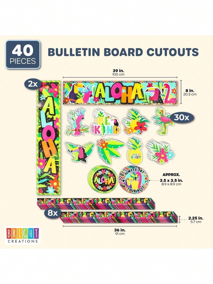 Tropical Classroom Bulletin Board Cutouts, Colorful Chalkboard Borders ...