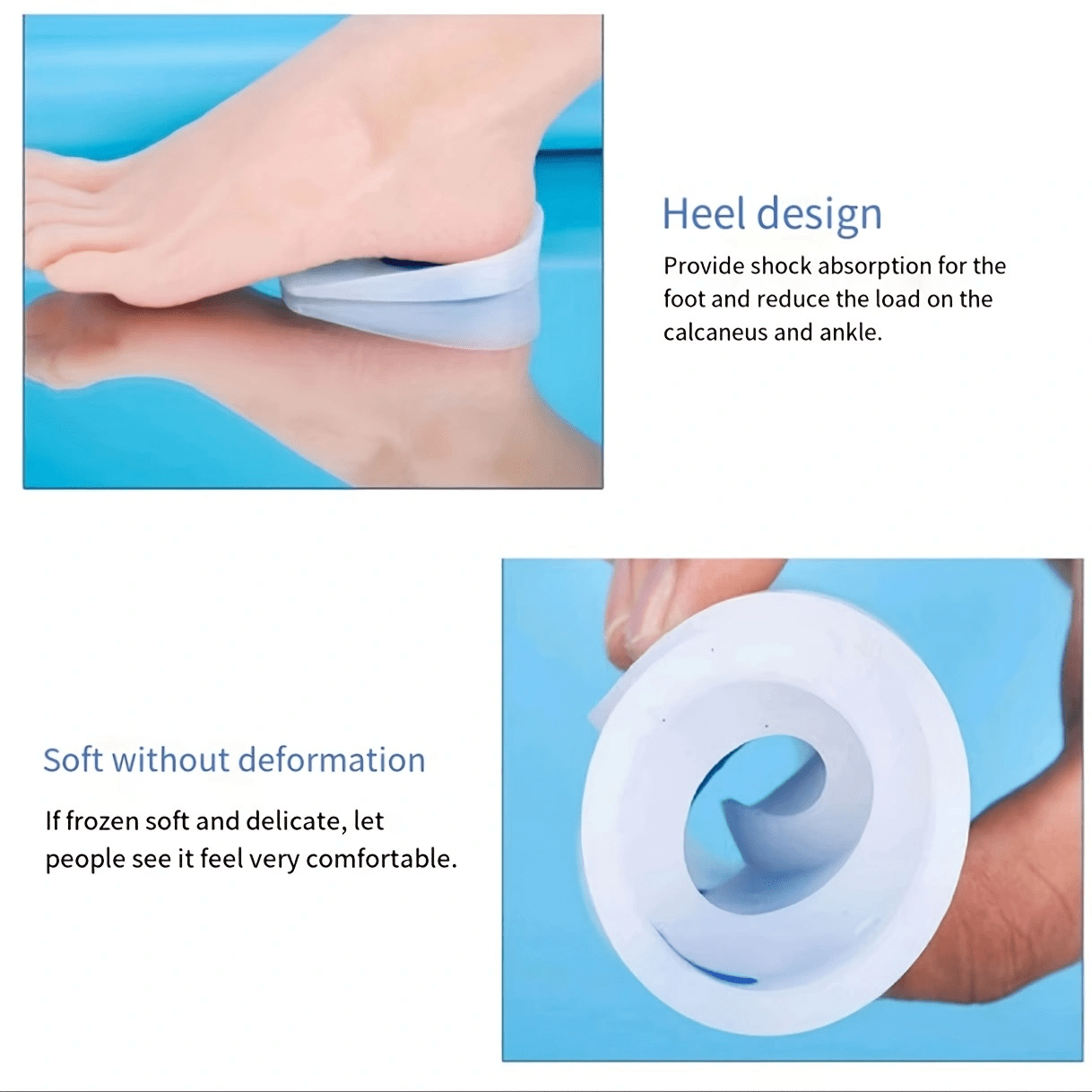 1pair White Half-Size Pure Silicone U-Shaped Heel Cushion, Clear & Slip ...