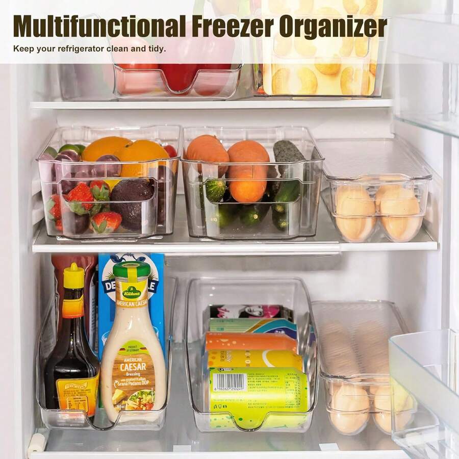 Refrigerator Organizer Bins 6 Pack Fridge Storage Clear Stackable ...