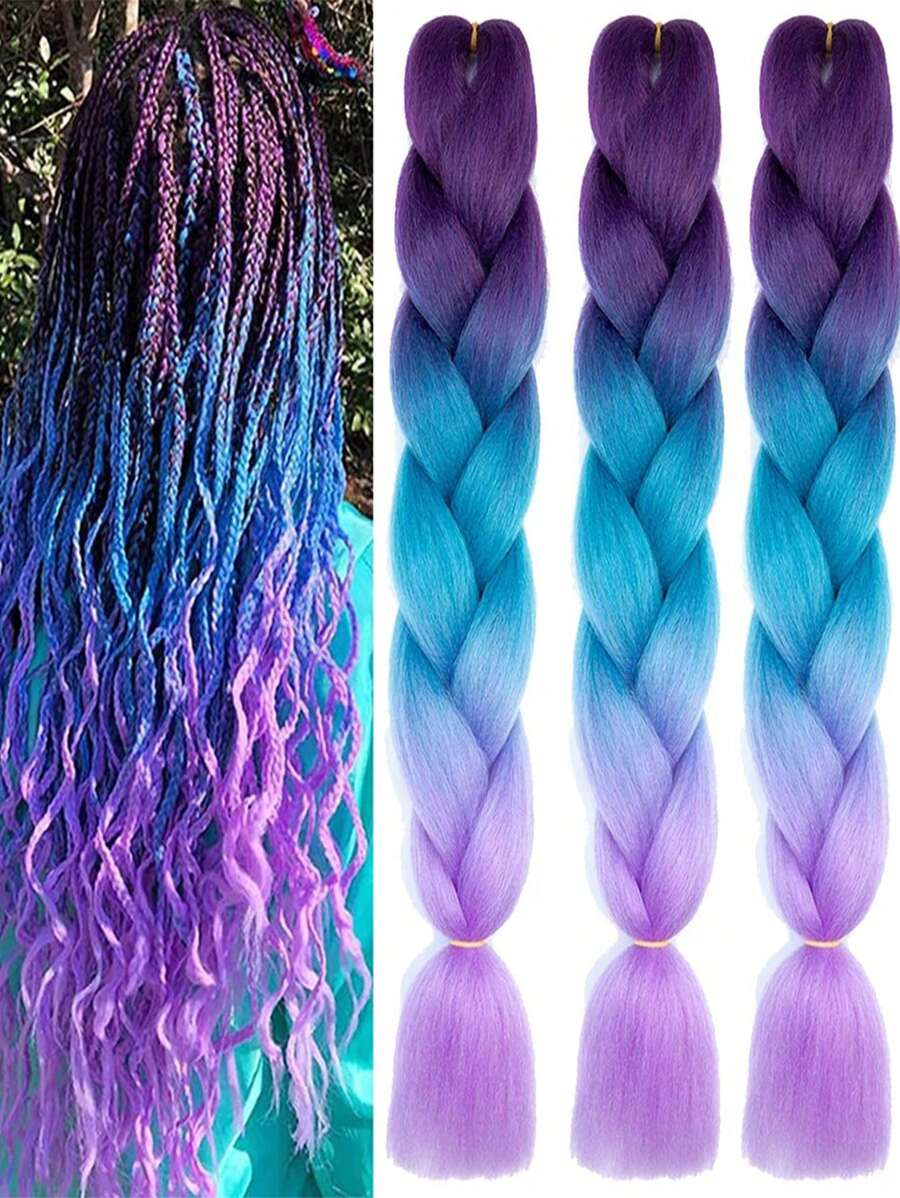 Ombre Braiding Hair 24 Inch Braid Hair Extensions Pre Stretched High ...