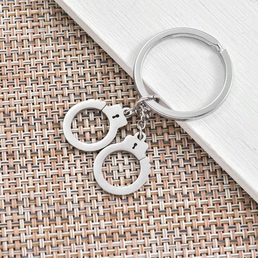 1pc Unisex Creative Stainless Steel Handcuffs Shaped Keychain For Best ...