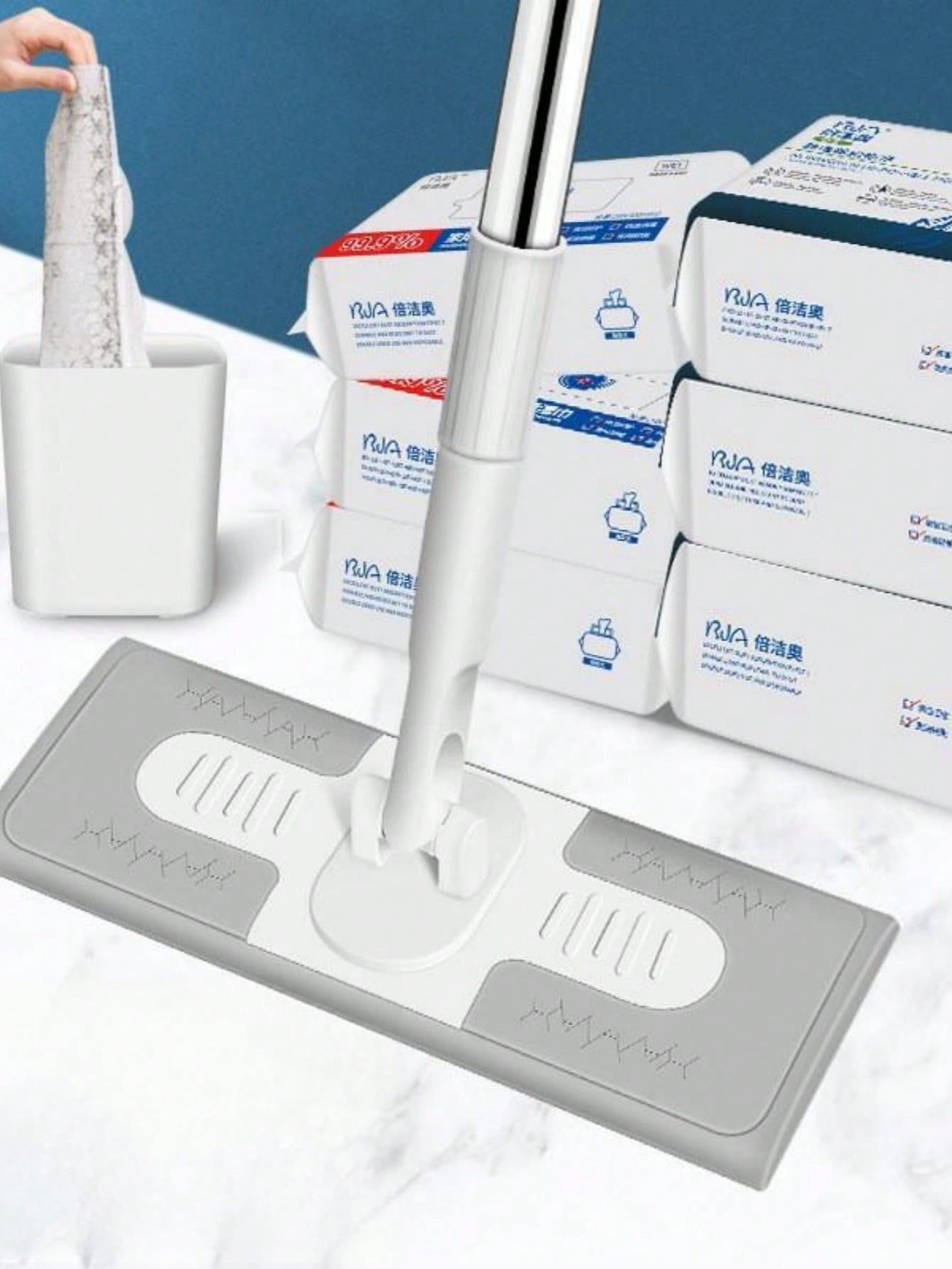 Disposable No-Wash Mop With Electrostatic Dusting Sheets For Household ...