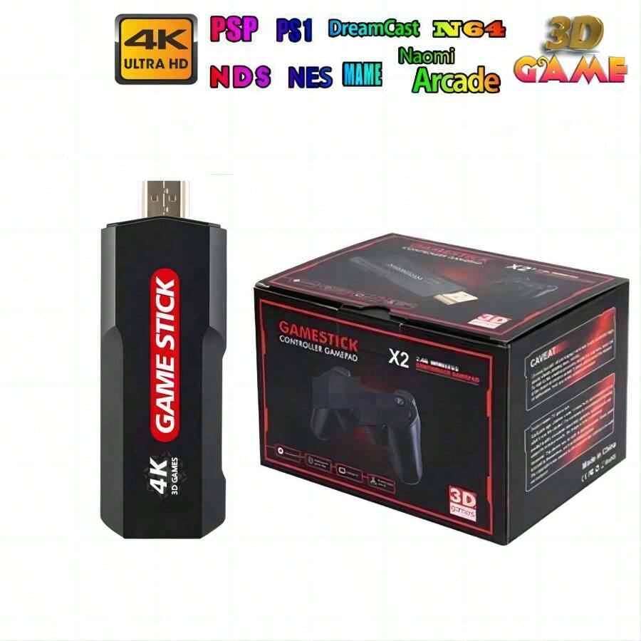 A Portable X2 Game Stick Game Console With 64GB Of Gaming Memory, Dual Handle 4K Gd10 Output ...
