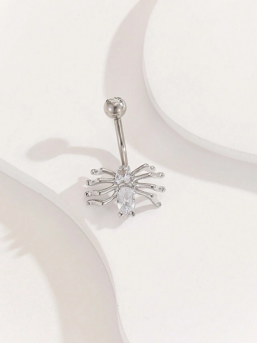 1pc Cool Style Stainless Steel & Spider Belly Button Ring Animal ...