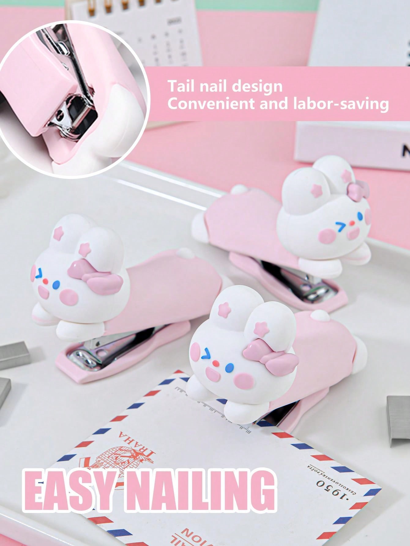 1pc Cute Rabbit Shaped Stapler With 750pcs Staples, Multifunctional And ...