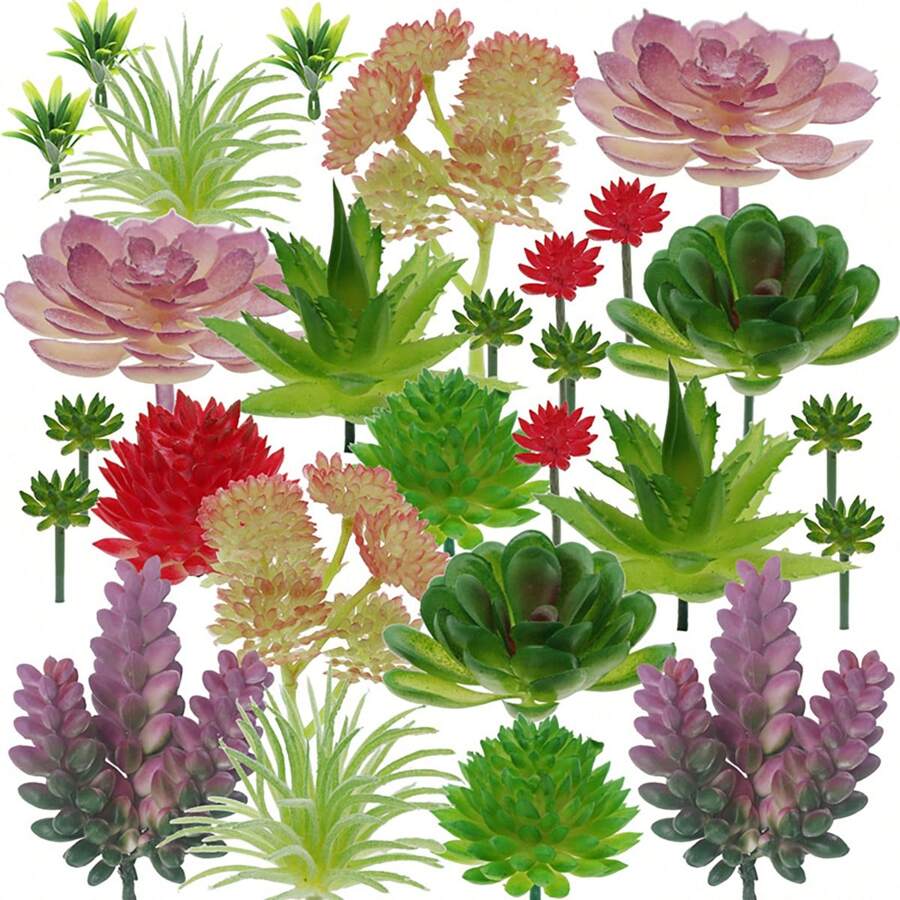 27 Mini Artificial Succulent Plants Unpotted : Fake Succulents Picks ...