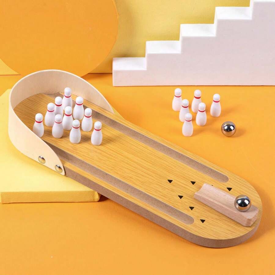 Kids Educational Wooden Mini Bowling Game, Parent-Child Interactive ...