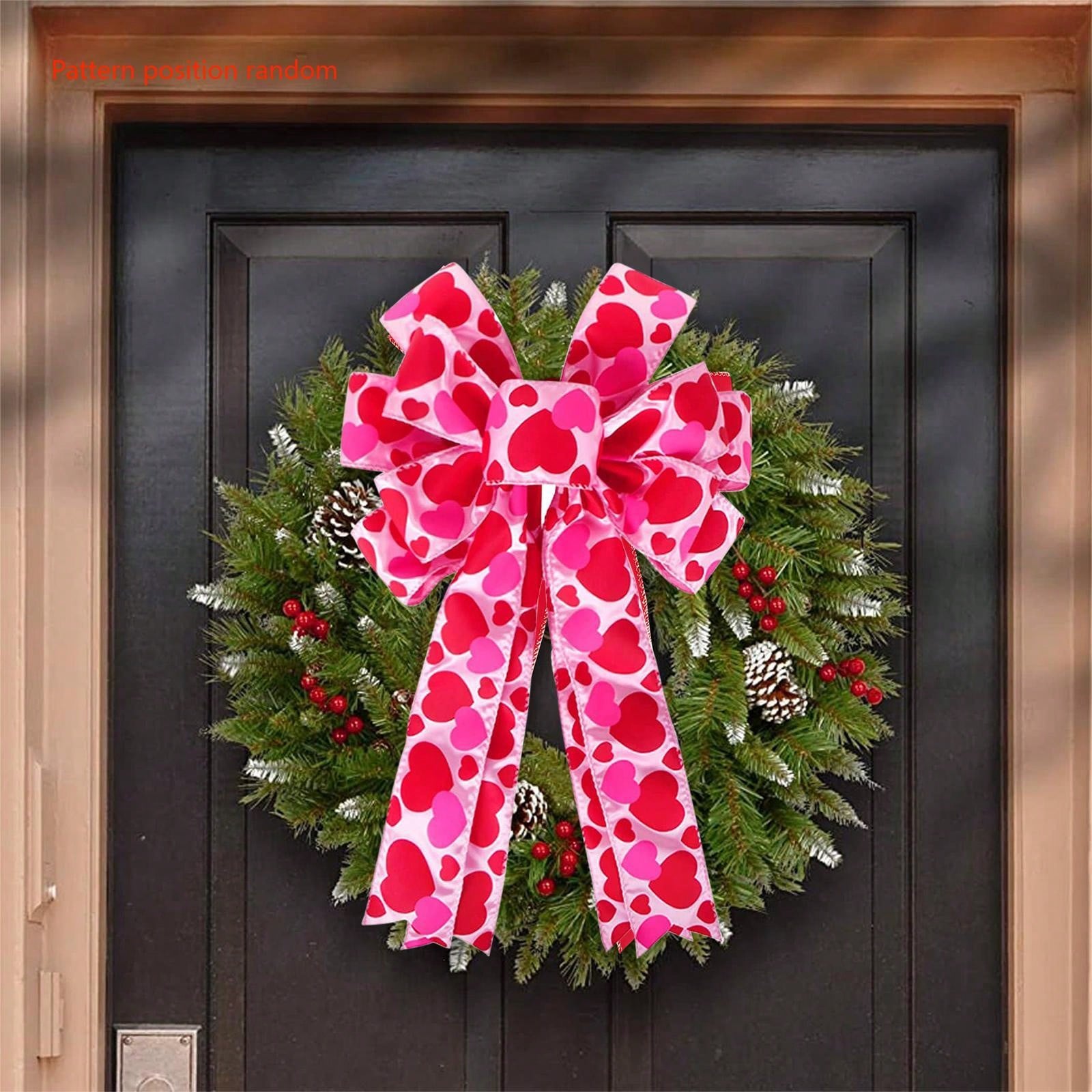 1pc Red Pink Bow With Heart Decorations For Valentine Tree Wall Home ...