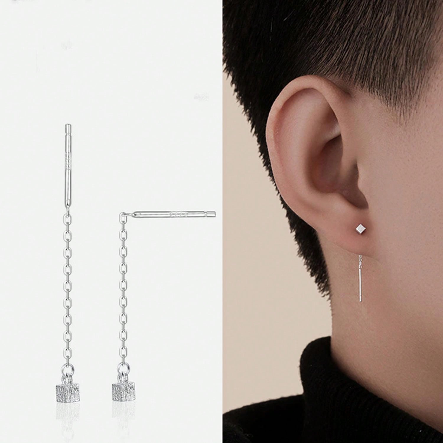 1pair Individual Cool Design Matte Finish 3d Square Brushed Sandblast ...