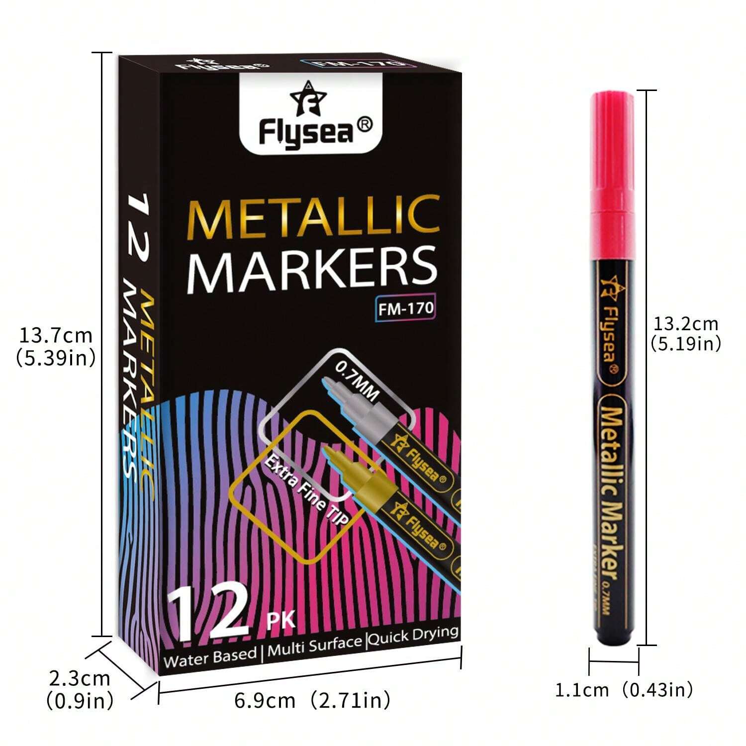 12 Couleurs Stylos Marqueurs Métalliques En Acrylique Stylo De Peinture ...