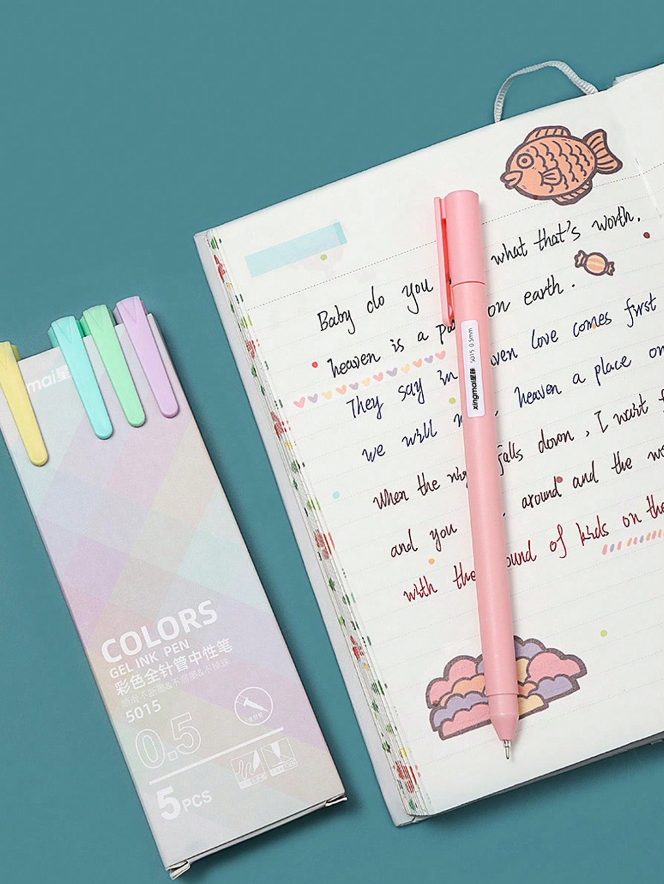 5-Pack Morandi Color Gel Pens With 0.5mm Black Refills - Add A Pop Of ...