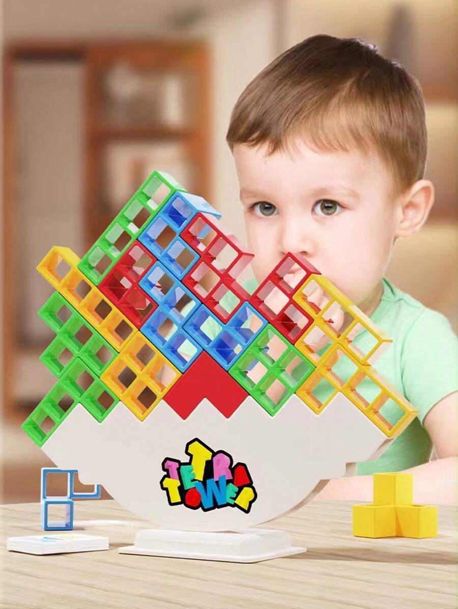 1 Box Square Building Blocks Stacking Balancing Toy With Family ...