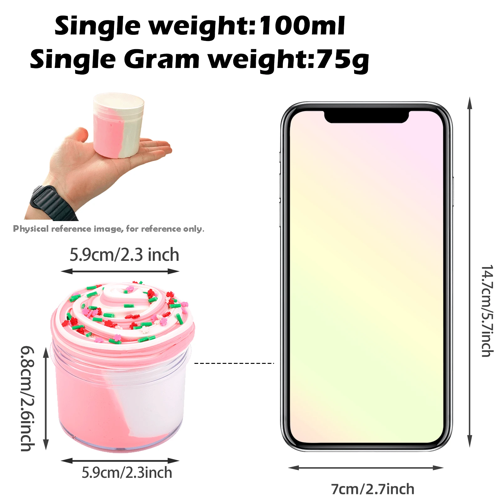 100ml Single Tank,Rose Pink,Dual Colors Slime Set, Butter Slime Kit ...