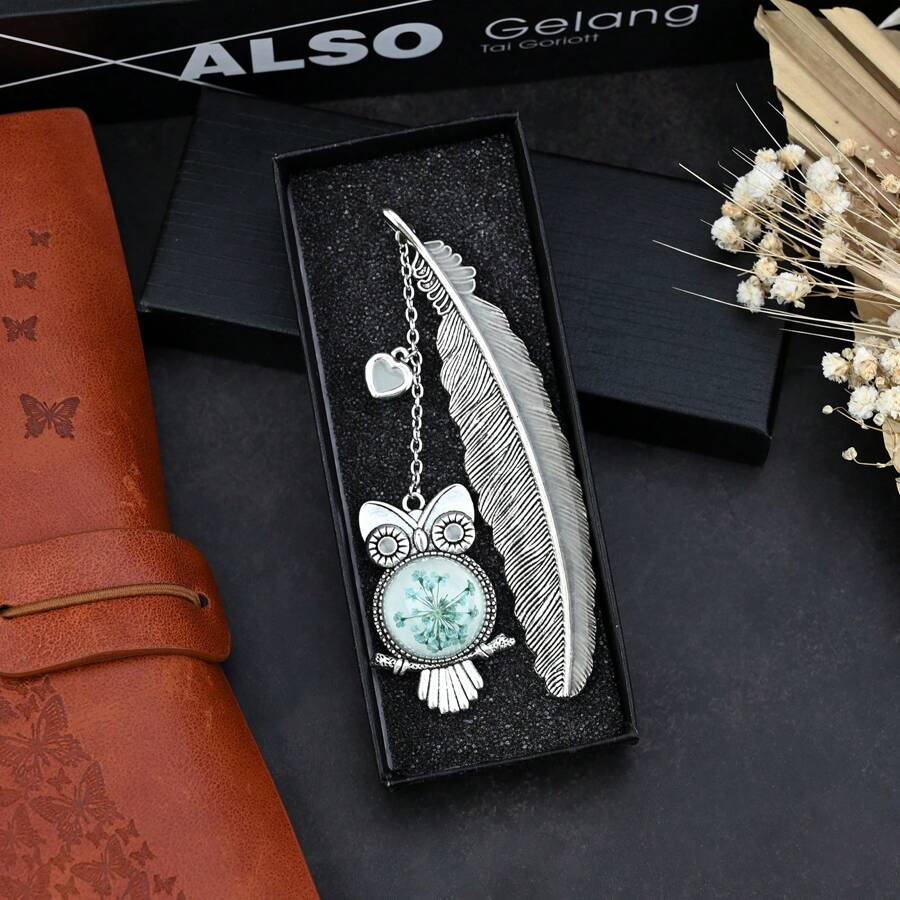 Vintage Metal Feather Bookmark With Box, Owl Vintage Book Mark & Metal ...