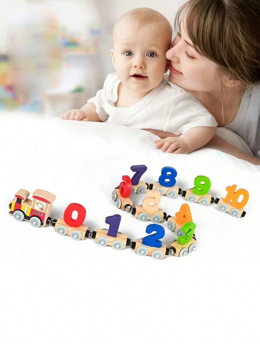 12 PCS Wooden Train Cars Toy, Train Toys Set Includes Locomotive & 11 ...