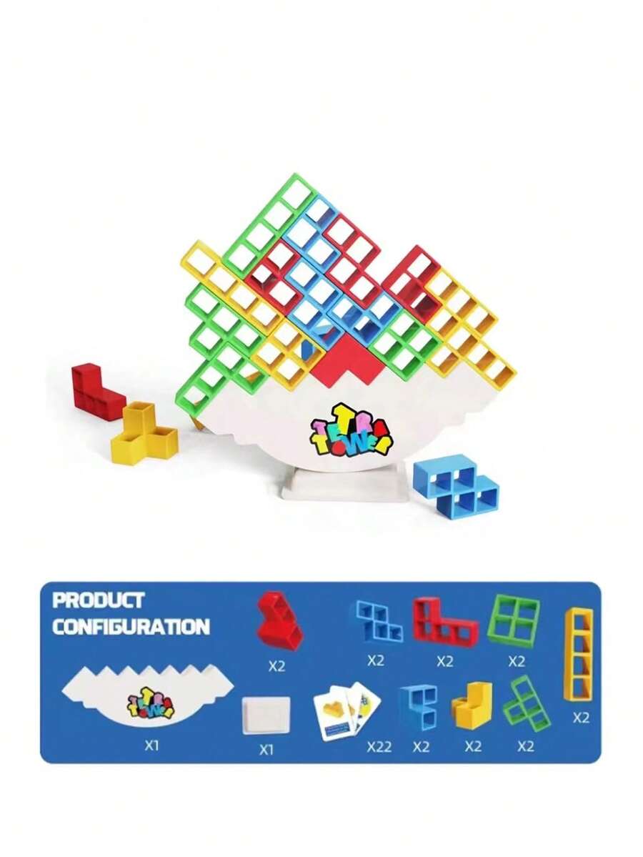 1 Box Square Building Blocks Stacking Balancing Toy With Family ...
