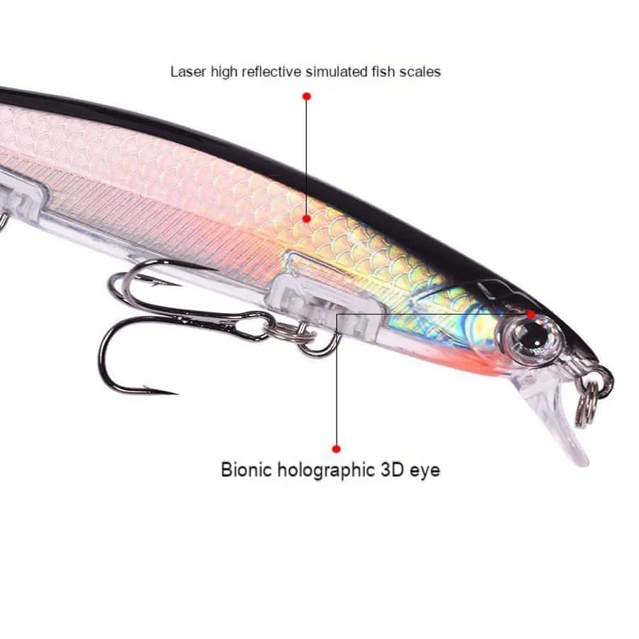 1pc 11cm 13.5g Minnow Lure With 3 Hooks & Noise Balls For Freshwater ...