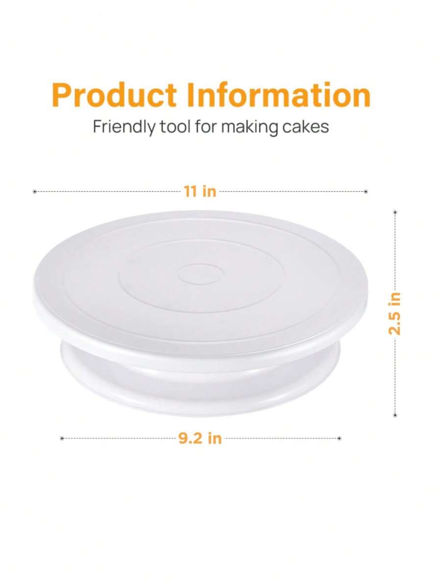 11 Inch Rotating Cake Turntable, Smooth Revolving Cake Decorating Stand ...