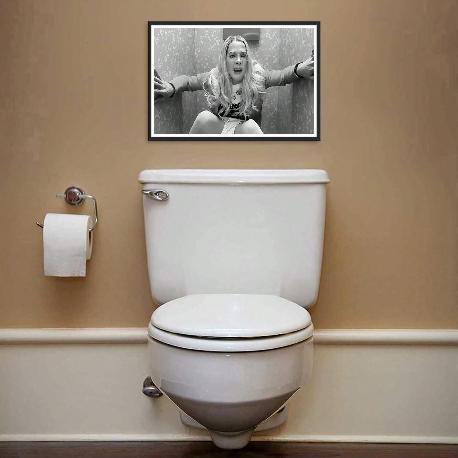1pc Funny Bathroom Decor Wall Art Black And White Comedy Movies White