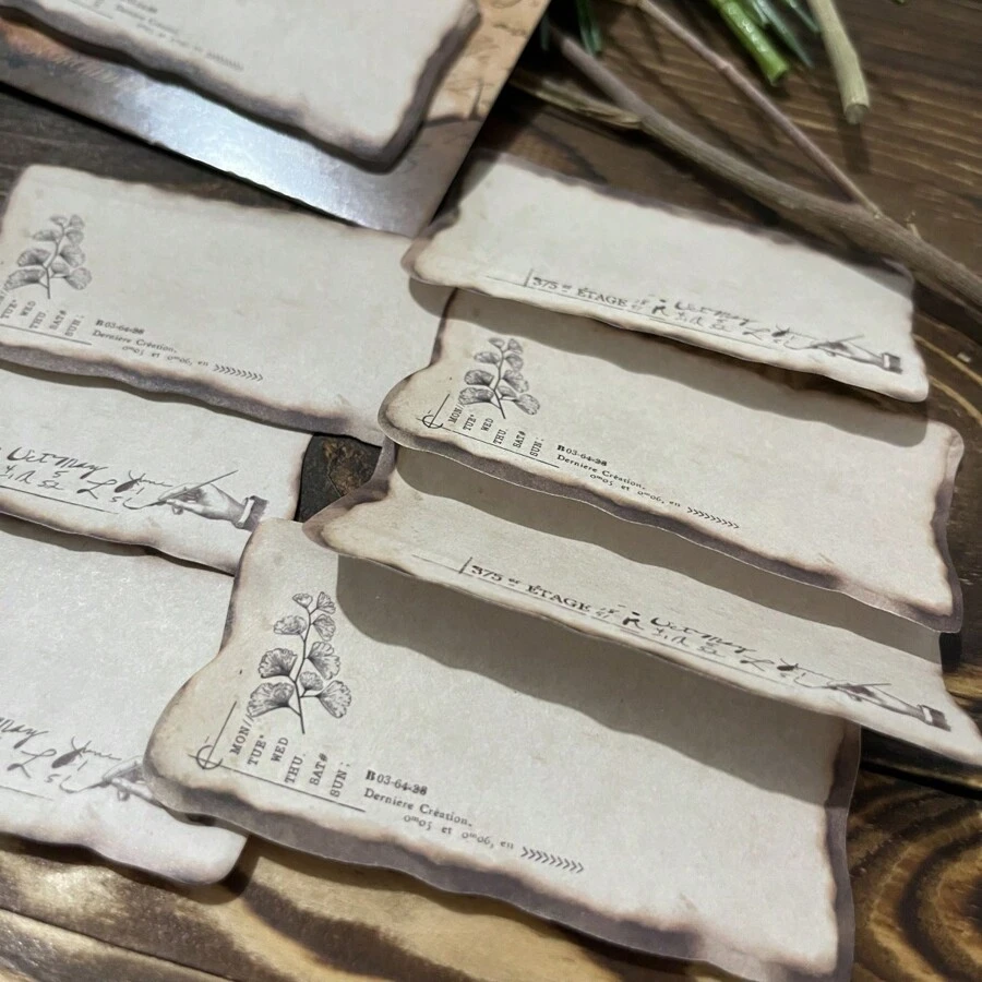 30pcs Vintage Burnt Edge Style Retro Shaped Memo Note Paper, Writeable ...