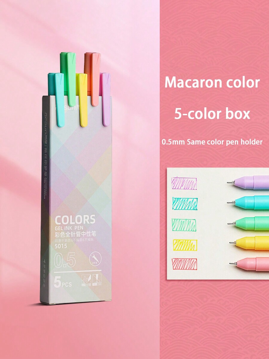 5pcs/Pack Colorful 0.5mm Neutral Pens With Beautiful Morandi Style For ...
