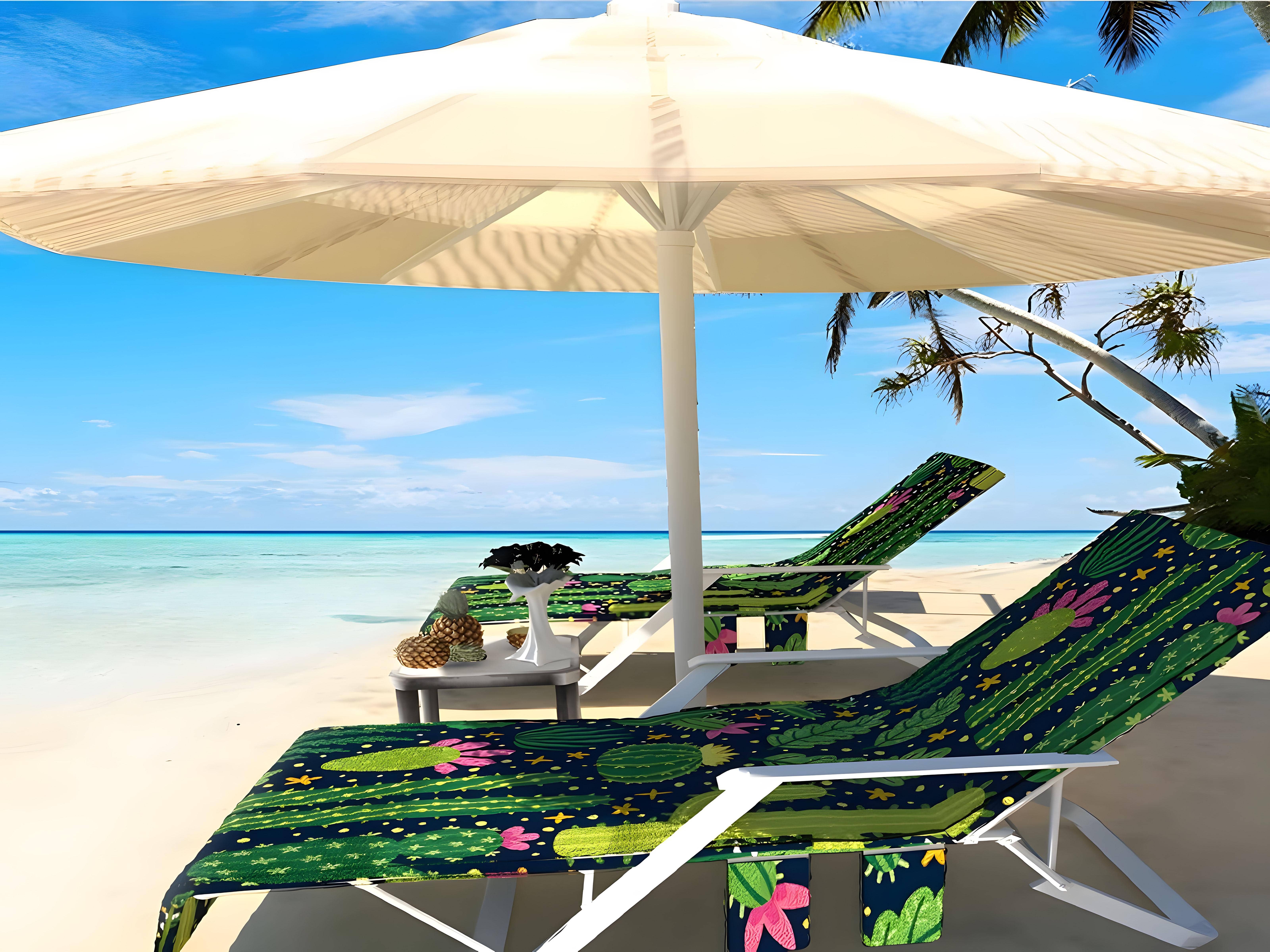 1pc Floral Pattern Ultra-Fine Fiber Beach Chair Cover, Suitable For ...