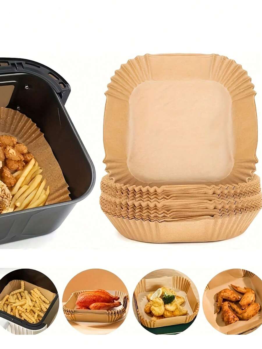 50 st. Brunt Rektangel Air Fryer Papper , Förtjockad Oljeabsorberande ...