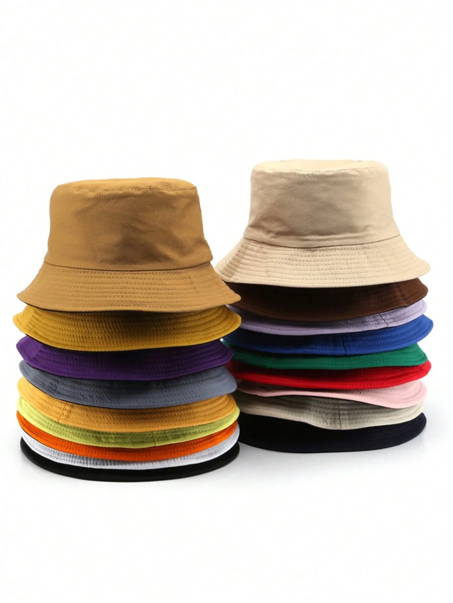 1pc Unisex Two-Sided Solid Color Outdoor Sun Hat, Bucket Hat Casual | SHEIN USA