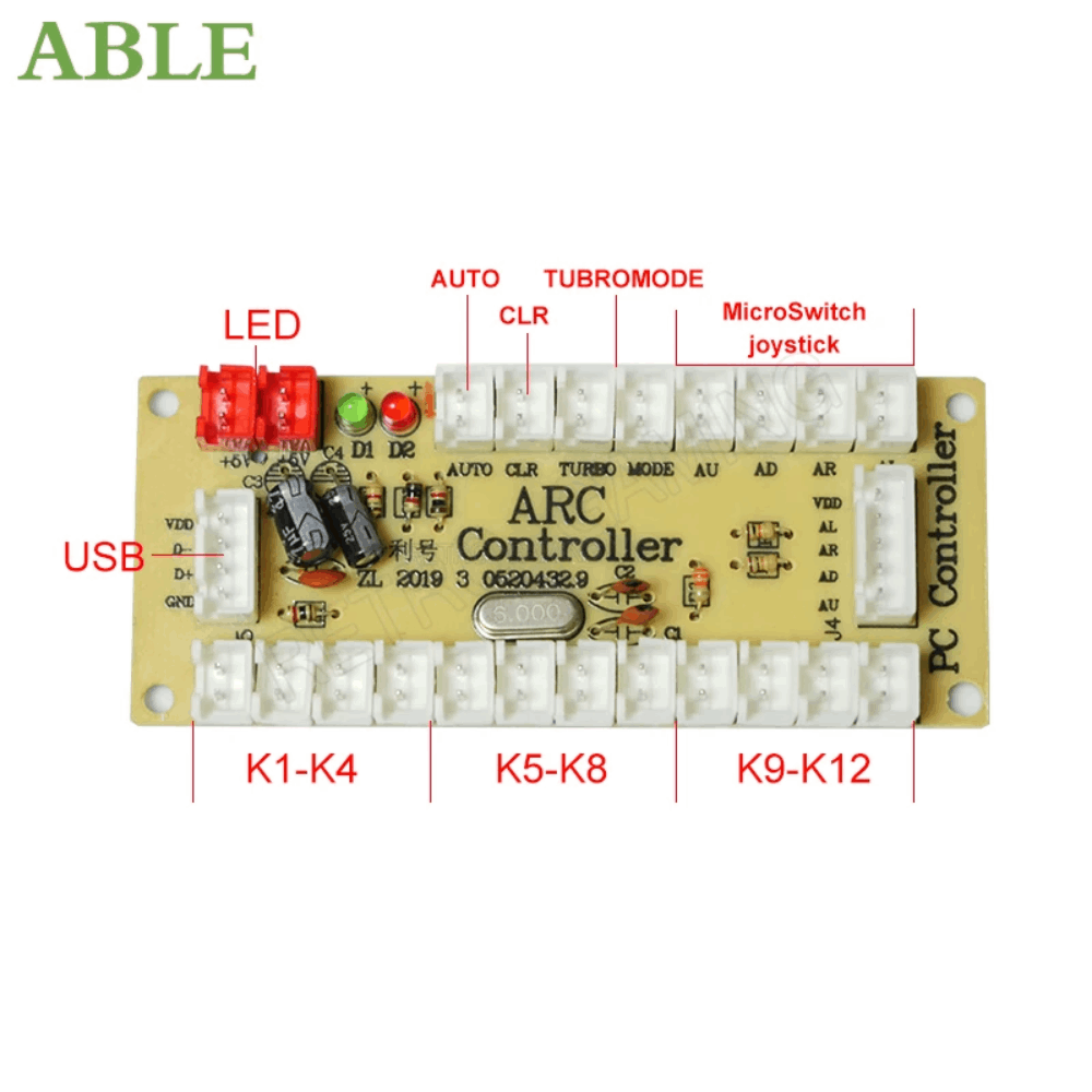 Arcade 2 Player Zero Delay Kit Mando Arcade Usb Encoder To Pc Rasberry Pi Happ Push Button ...