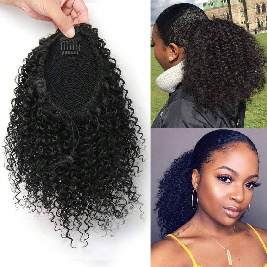Afro Drawstring Ponytail Kinky Curly Ponytail Drawstring Afro Puffs ...