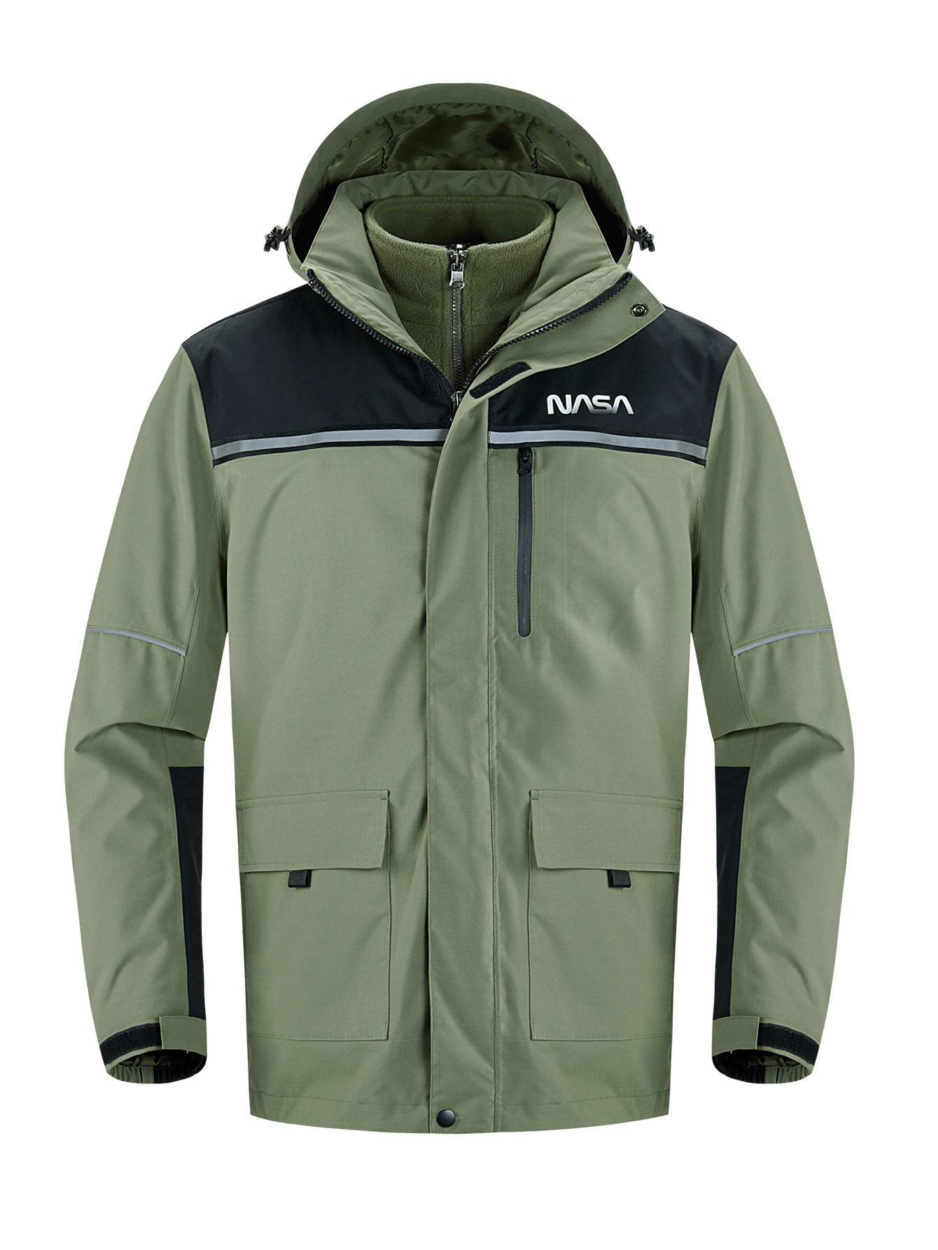 TECTOP Men 3-In-1 Astronaut And Letter Graphic Fleece-Lined Jacket And ...