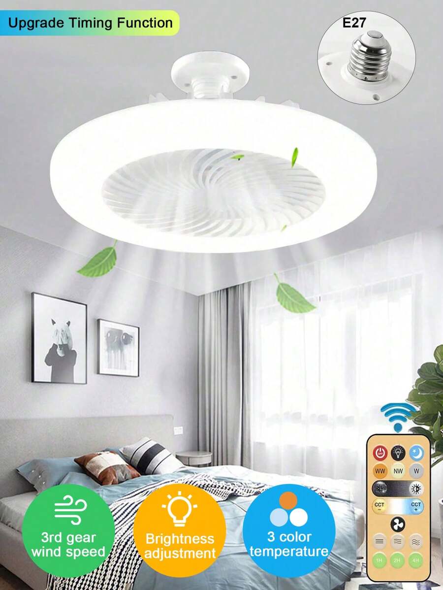 Ceiling Fan Lights With Remote Control E27 Base Chandelier Ceiling Fan ...