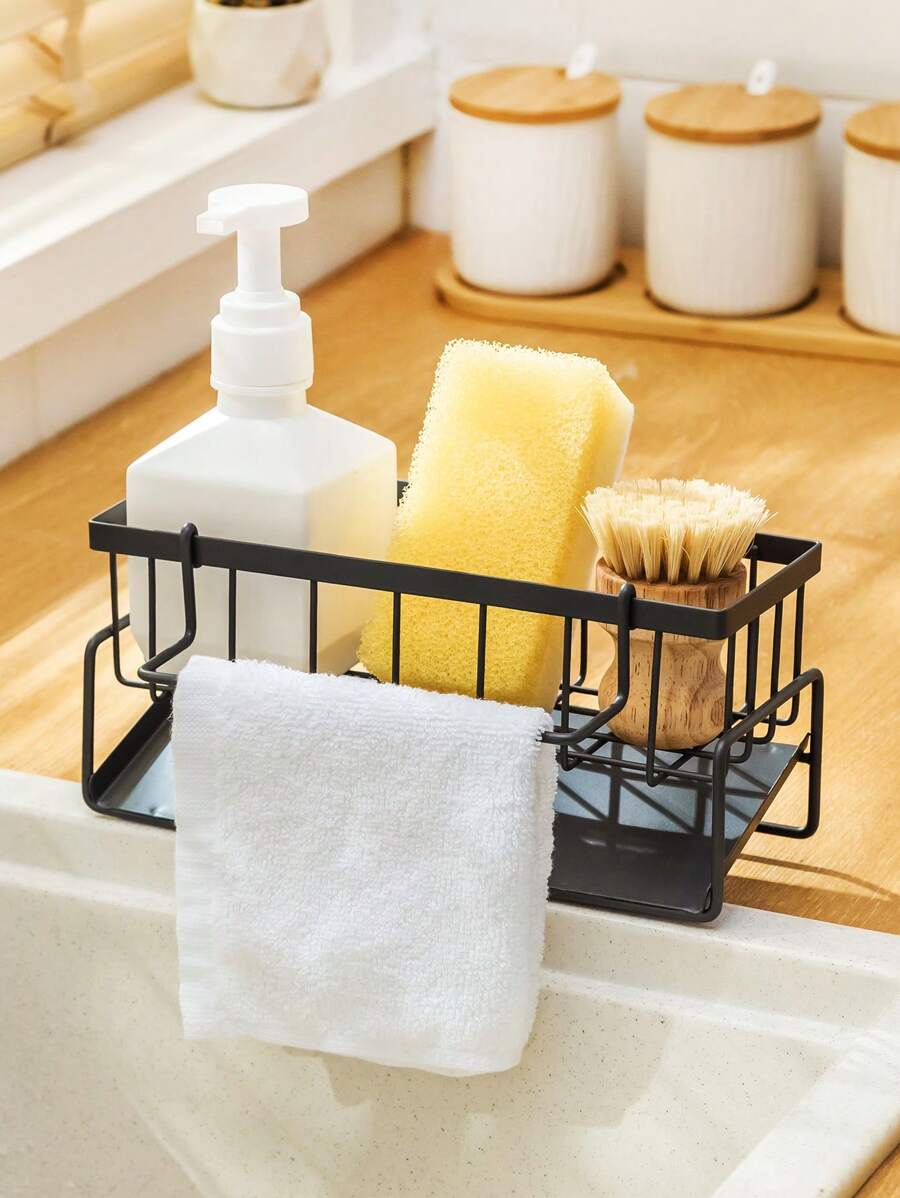 1pc, Sponge Holder, Sink Caddy, Sponge Drain Rack With Dishcloth Holder ...