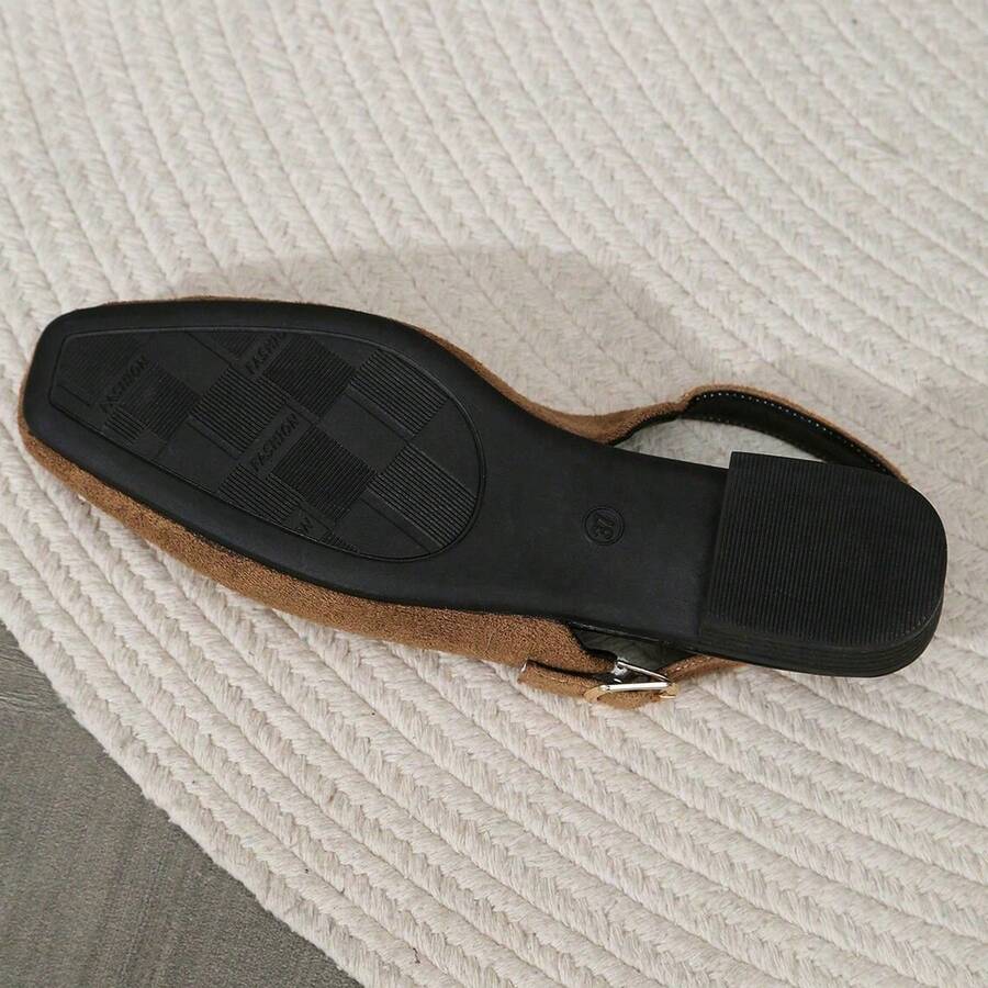 Women's Backless Low Heel Flat Sandals, Versatile Slip-On Closed Toe ...