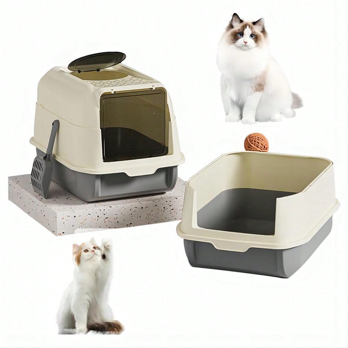 Cat Litter Pan Fully Enclosed Removable Semi-Enclosed Large Drawer Top ...