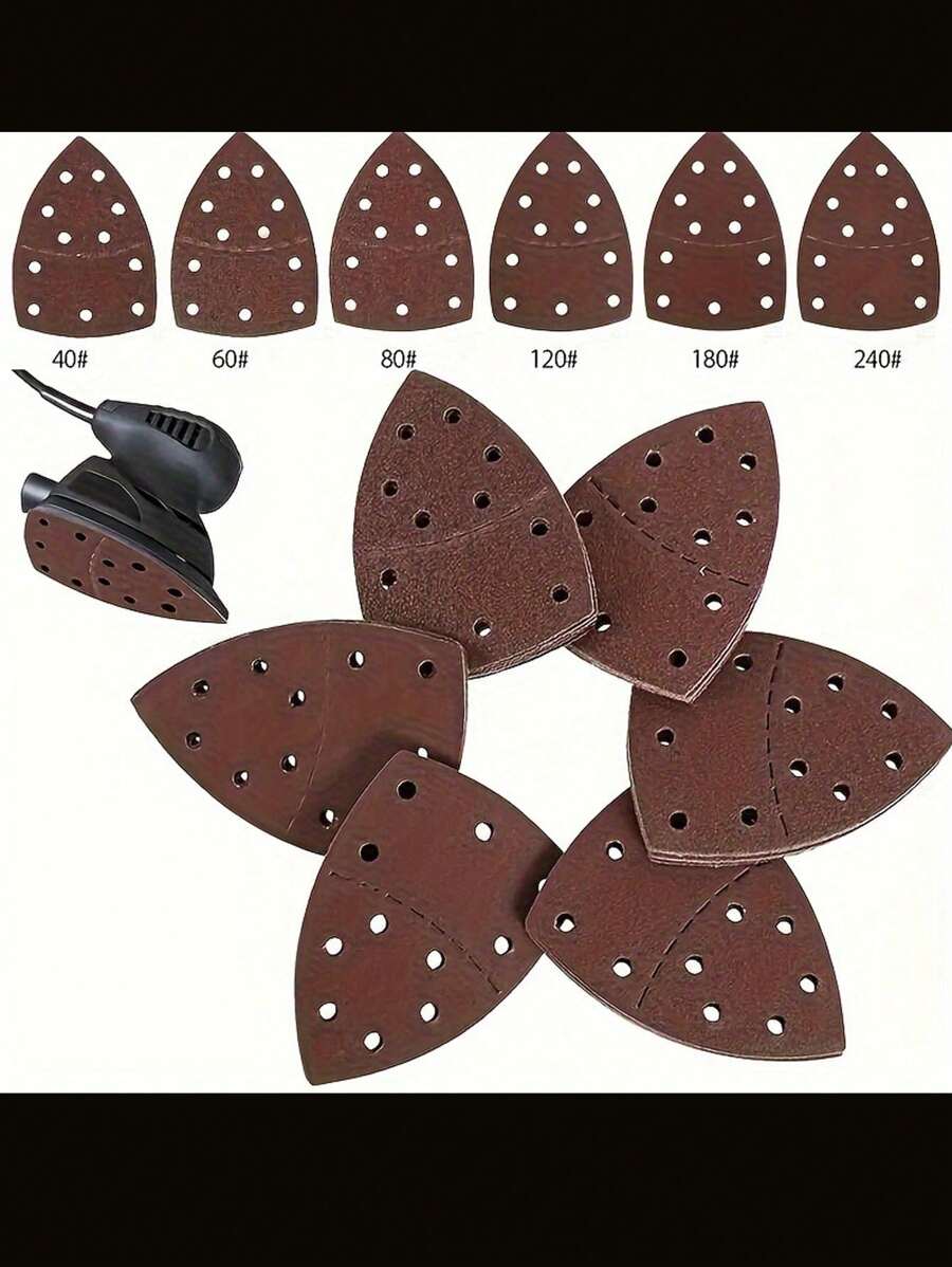 12pcs Self-Adhesive Sandpaper Triangular Shaped With 5 Holes For Delta ...