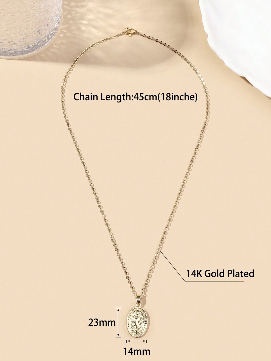 1pc Classic Fashionable 14k Gold Plated Small Virgin Mary Pendant ...