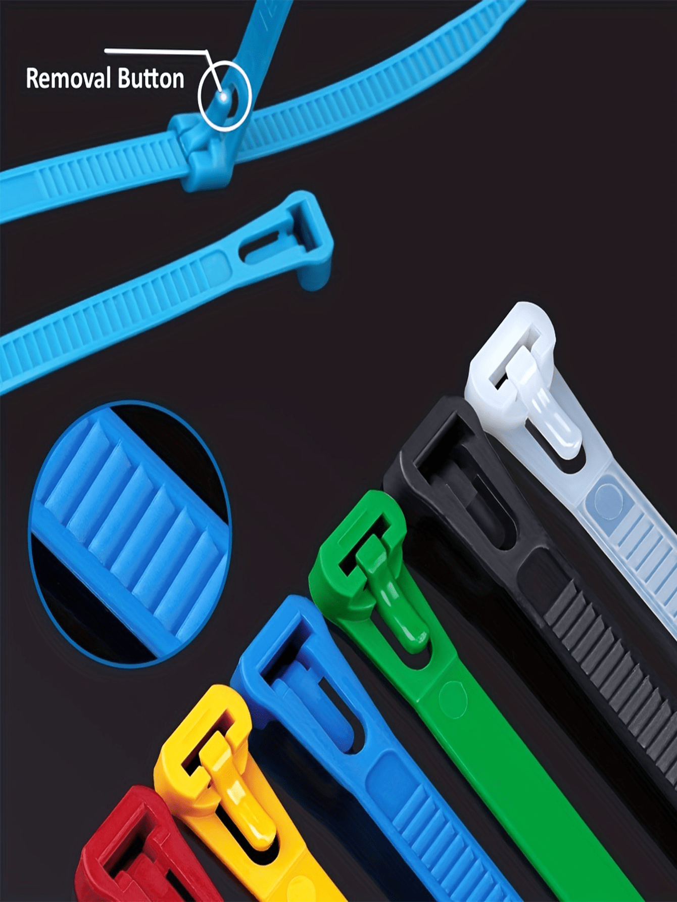 100 stuks Herbruikbaar Kabelbinders , Zelfsluitend Plastic nylon ...