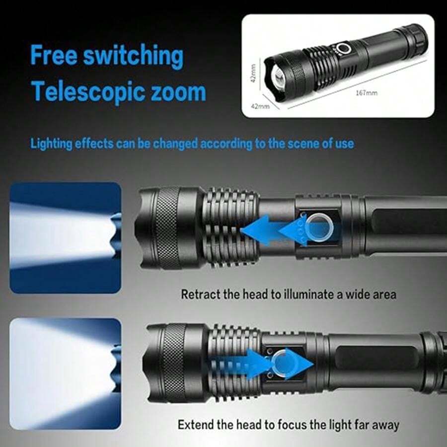 LED Flashlight 5000 Lumen Super Bright Rechargeable Flashlights ...