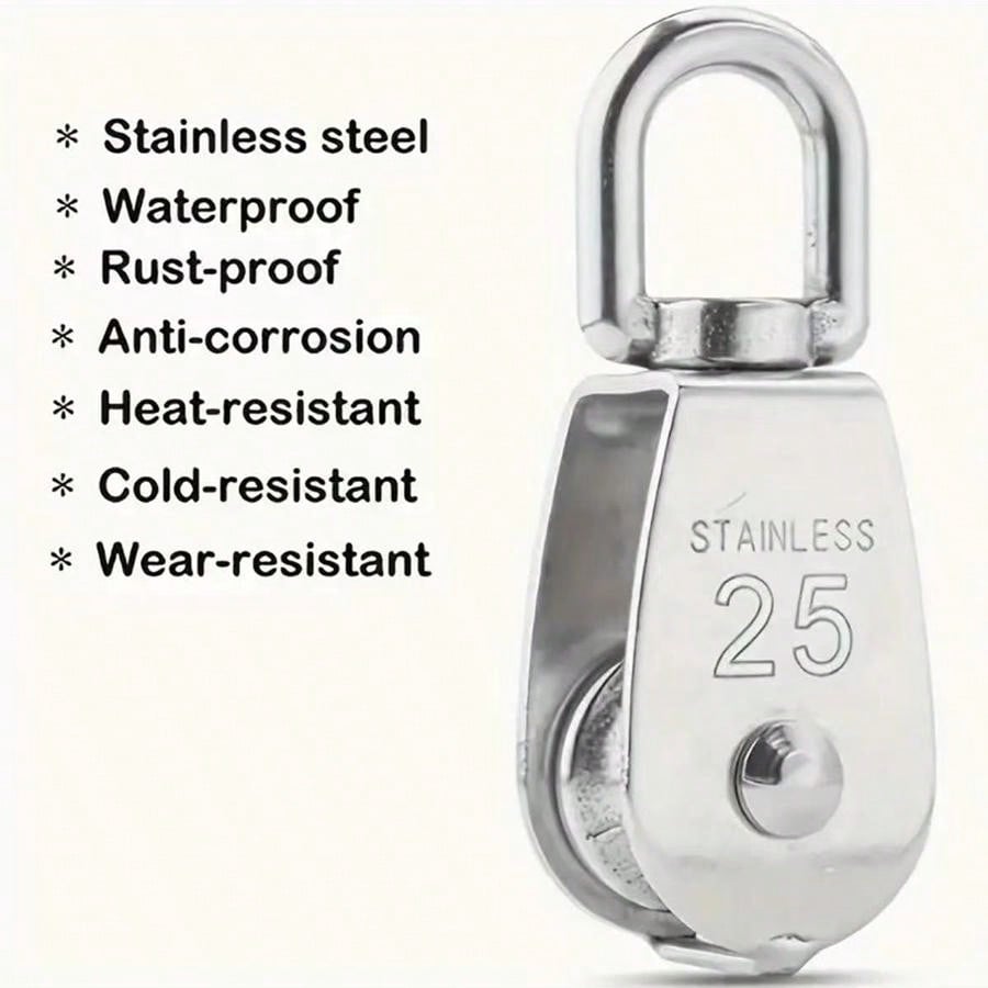 1pc Stainless Steel Fixed Pulley, Wire Rope Pulley, Small Crane Lifting ...