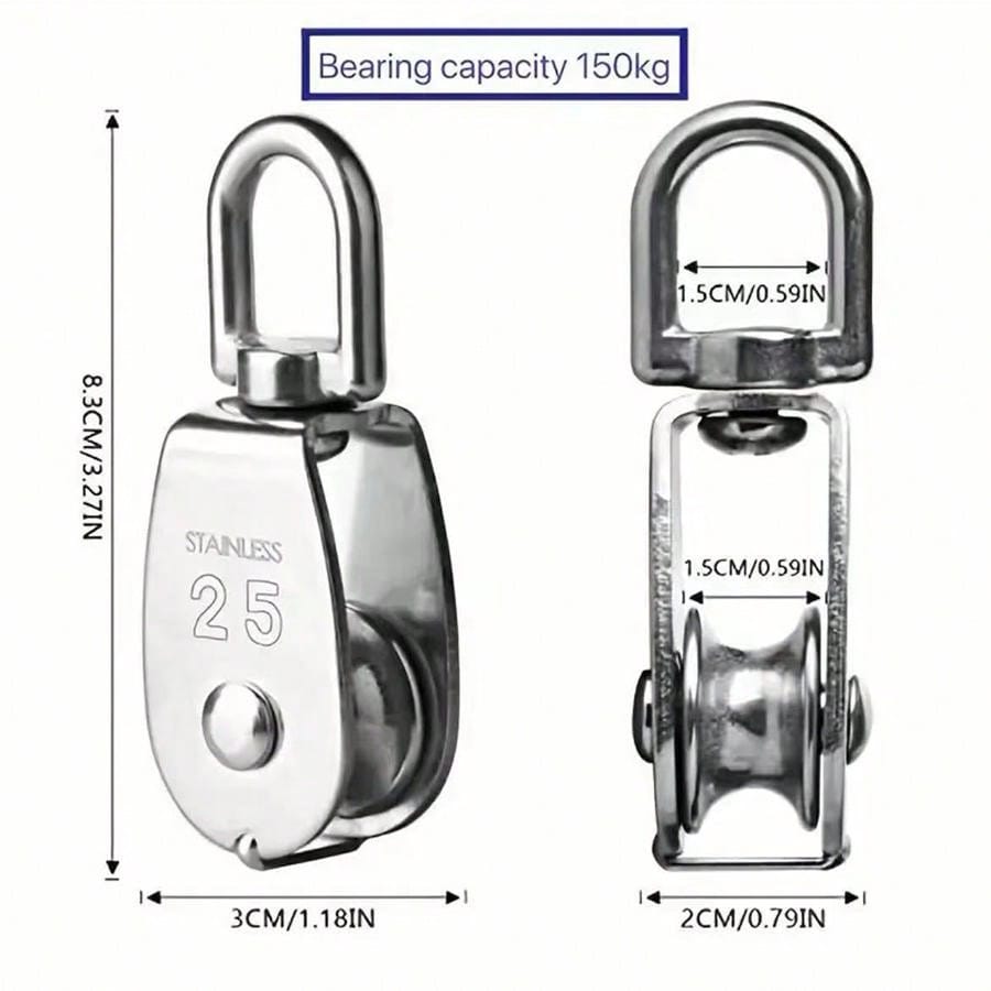 1pc Stainless Steel Fixed Pulley, Wire Rope Pulley, Small Crane Lifting ...