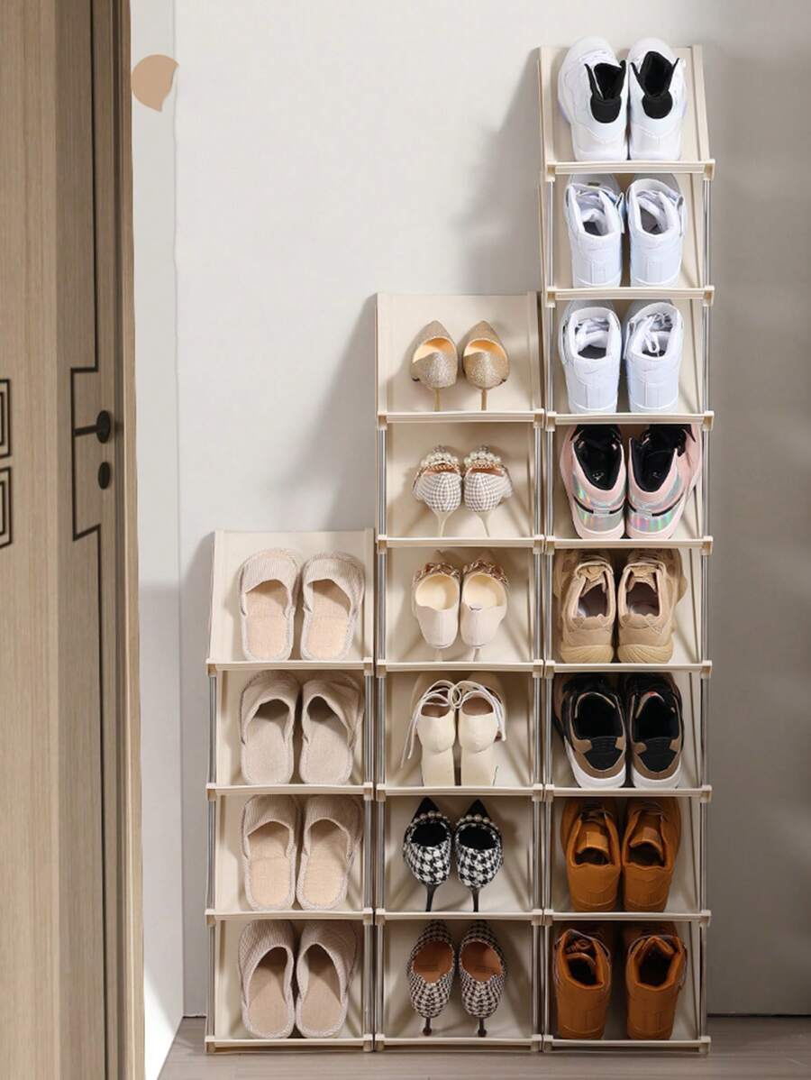 1 Set 4 Tiers Shoe Rack, Narrow Shoe Storage Bag, Free Standing Shoe ...