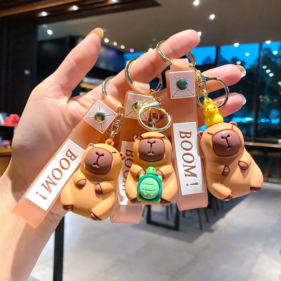 Cute Internet Celebrity Capybara Keychain With Turtle Cartoon Backpack ...