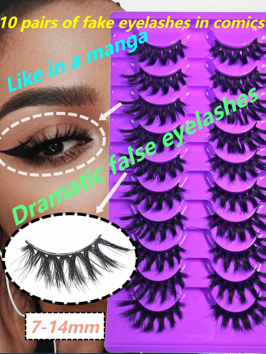 10 Pairs Of Comic Eyelashes, Fake Eyelashes, Thick And Exaggerated ...