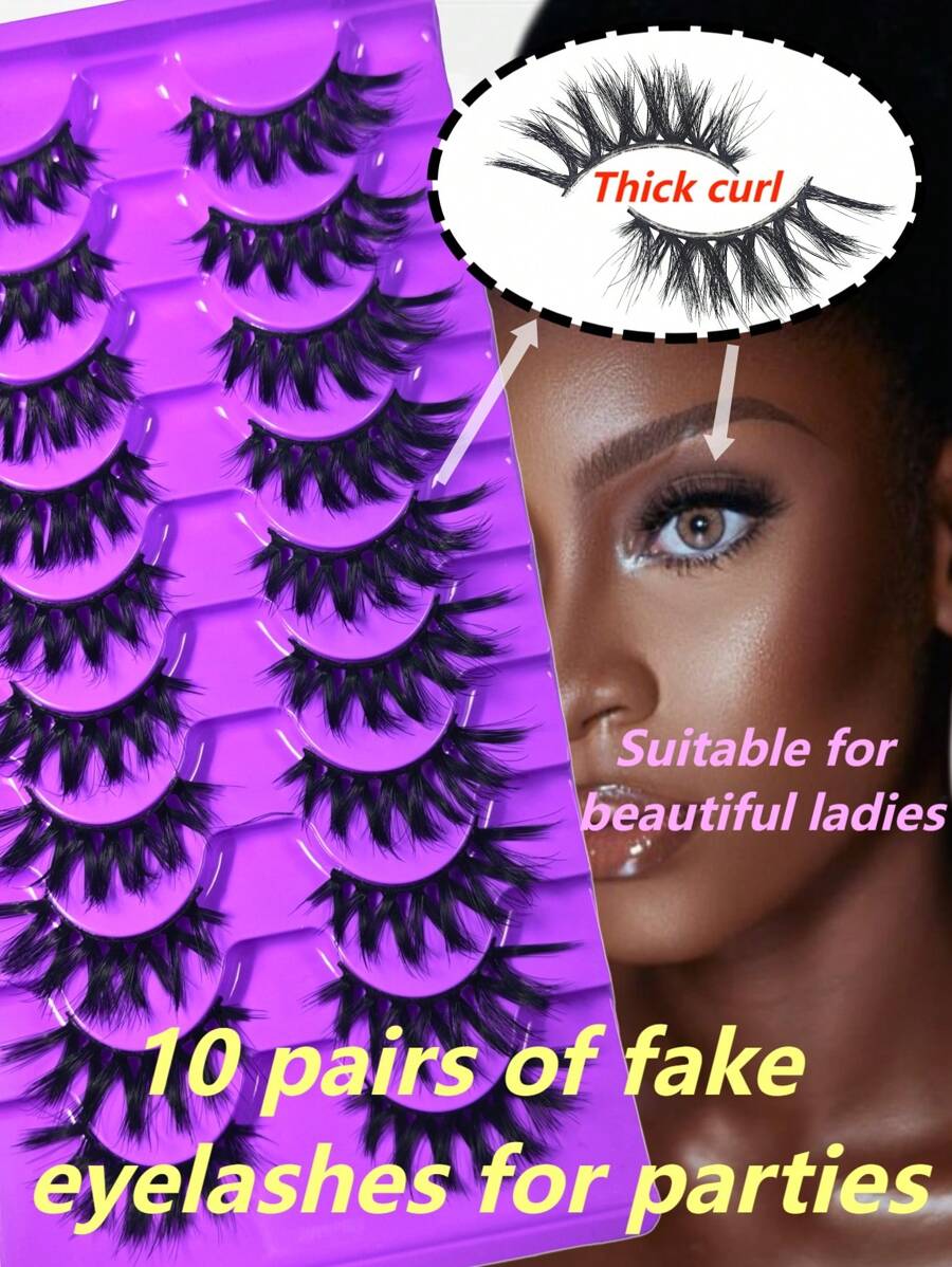 10 Pairs Of Comic Eyelashes, Fake Eyelashes, Thick And Exaggerated ...