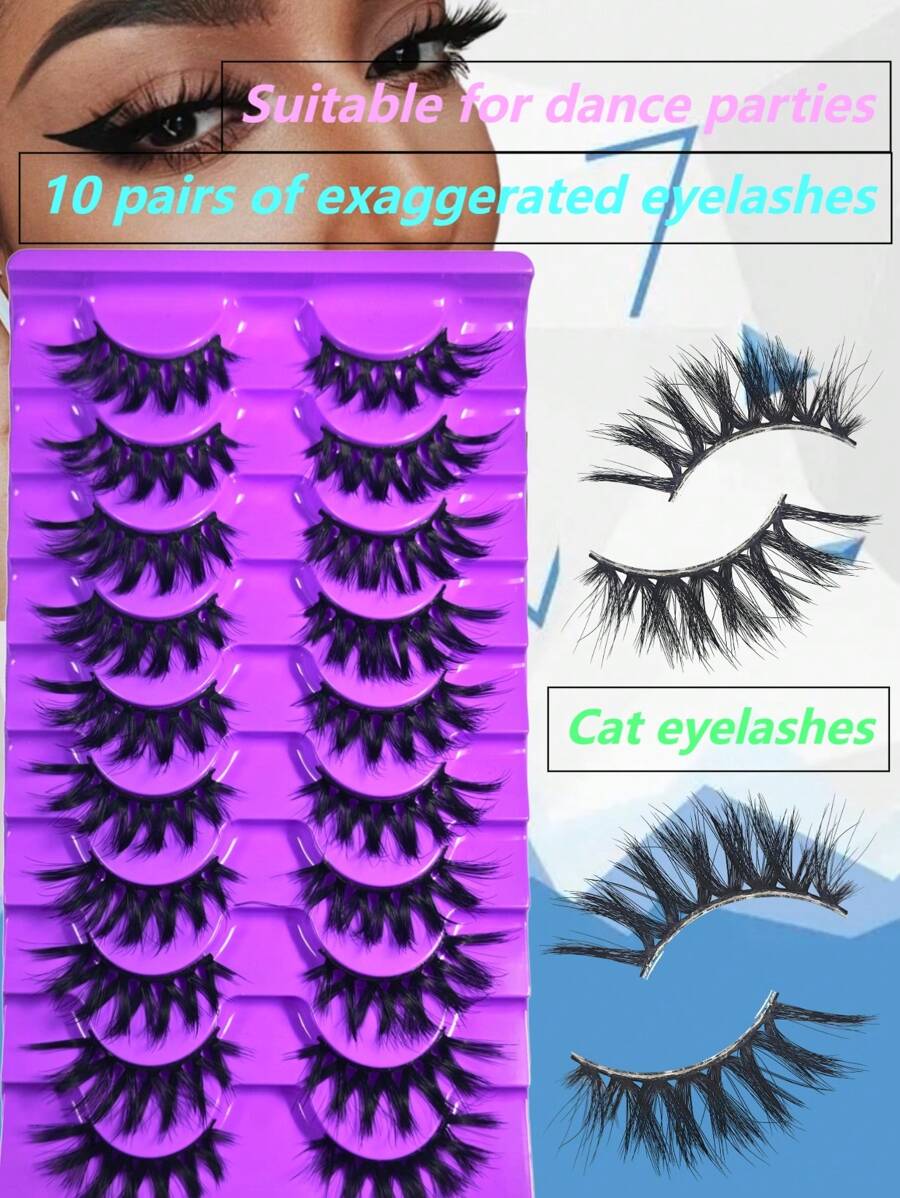 10 Pairs Of Comic Eyelashes, Fake Eyelashes, Thick And Exaggerated ...